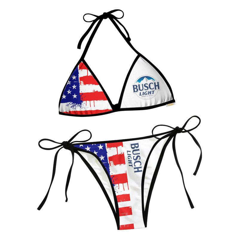 Busch Light American Flag Triangle Beach Bikini Busch Light Swimwear